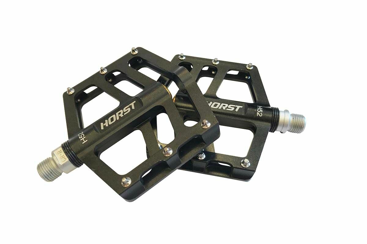 Педали для велосипеда HORST H52. 3 промподшипника, ось Cr-Mo. Вес: 302 гр. Цвет: Черный