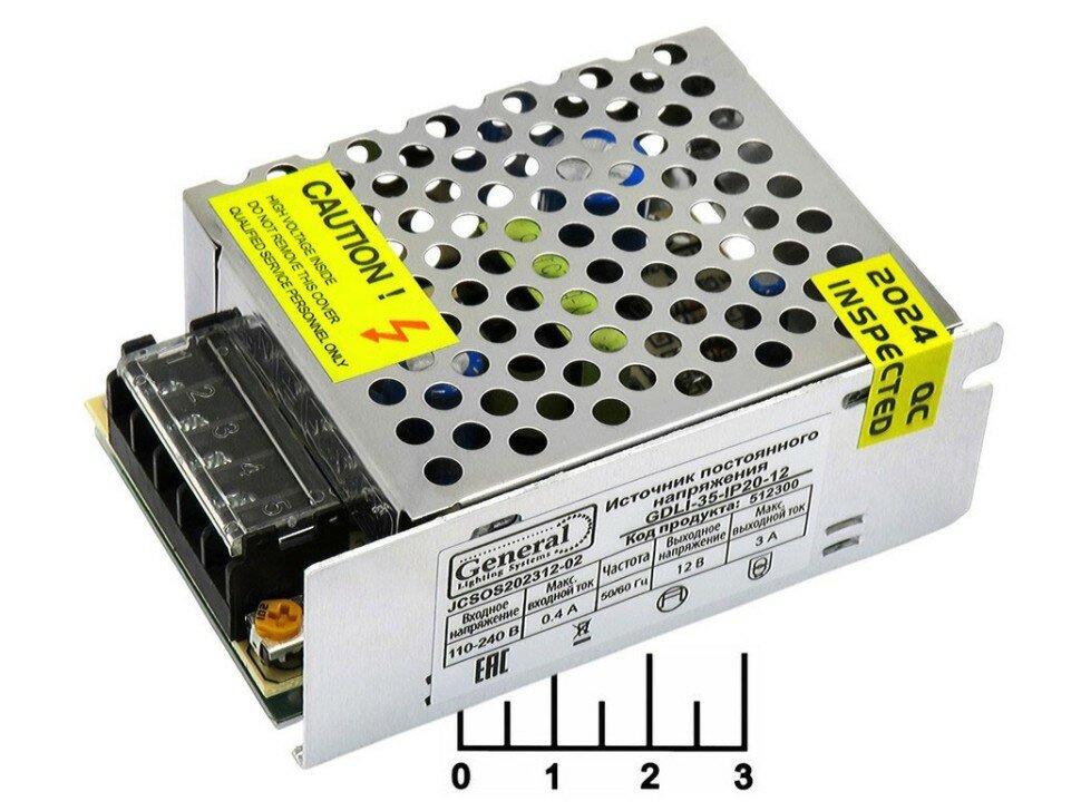 Блок питания 12V 3A 35W GDLI-35-IP20-12 IP20 (512300)