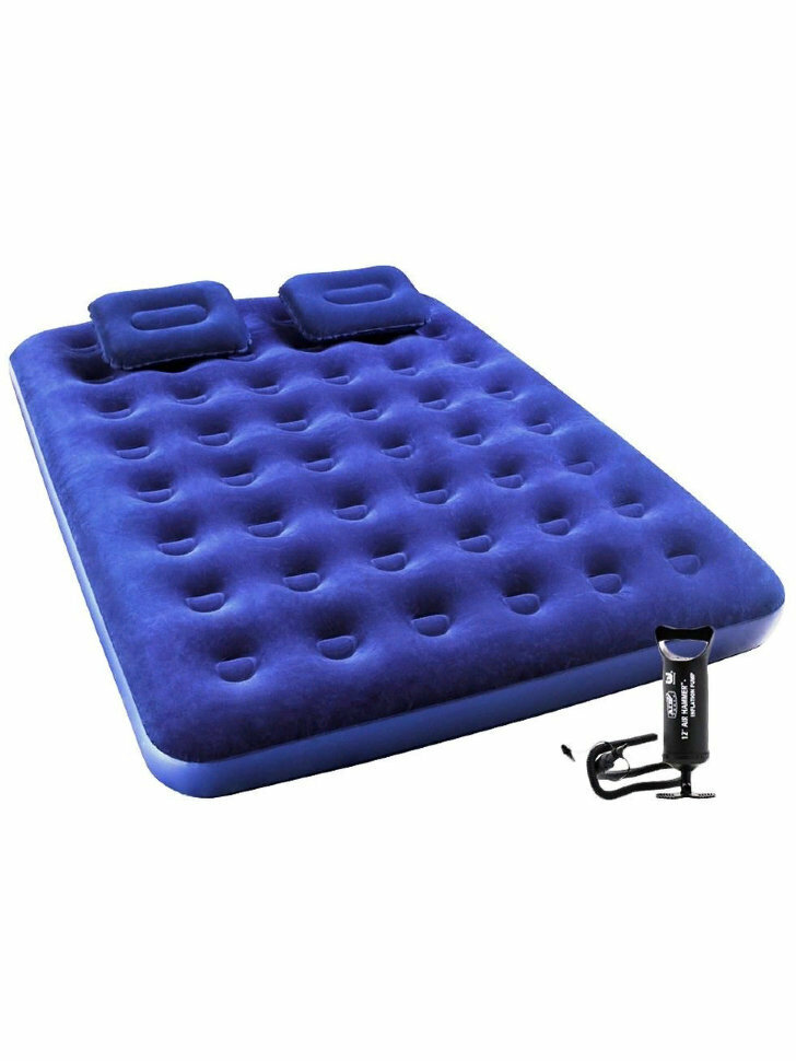 Матрас надувной Bestway Queen, 203х152х22, с ручным насосом и 2 подушками (67374)