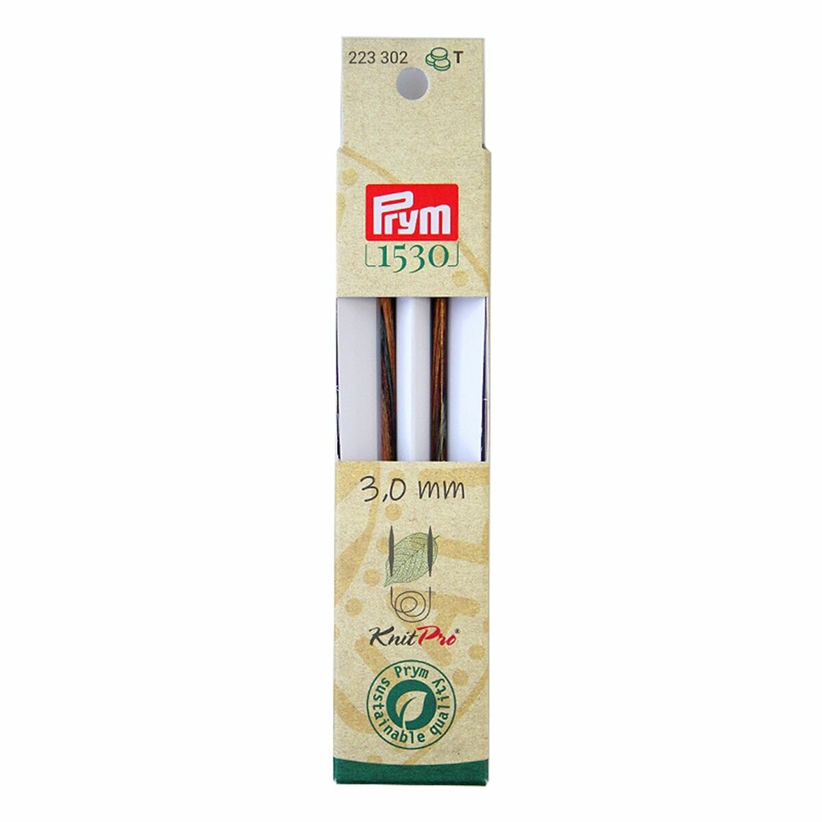 Спицы PRYM "Natural", съемные, длинные, береза, диаметр 3 мм, 11,6 см, 2 шт (223302)
