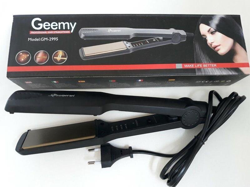 Выпрямитель для волос, Амин маркет , плойка Geemy, 4 режима, черный