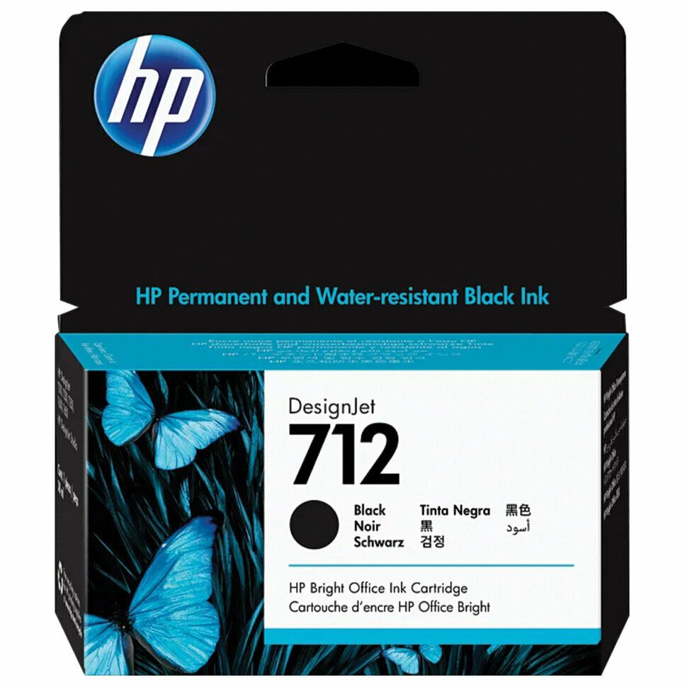 Картридж струйный для плоттера HP (3ED70A) DesignJet T230/T250/T630/T650, №712, черный, оригинальный, 363910