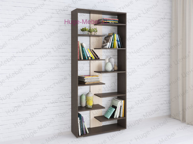 Стеллаж "Ромео-3 Венге / Дуб" Huge Mebel . Ширина 800 Высота 1800. Стеллажи