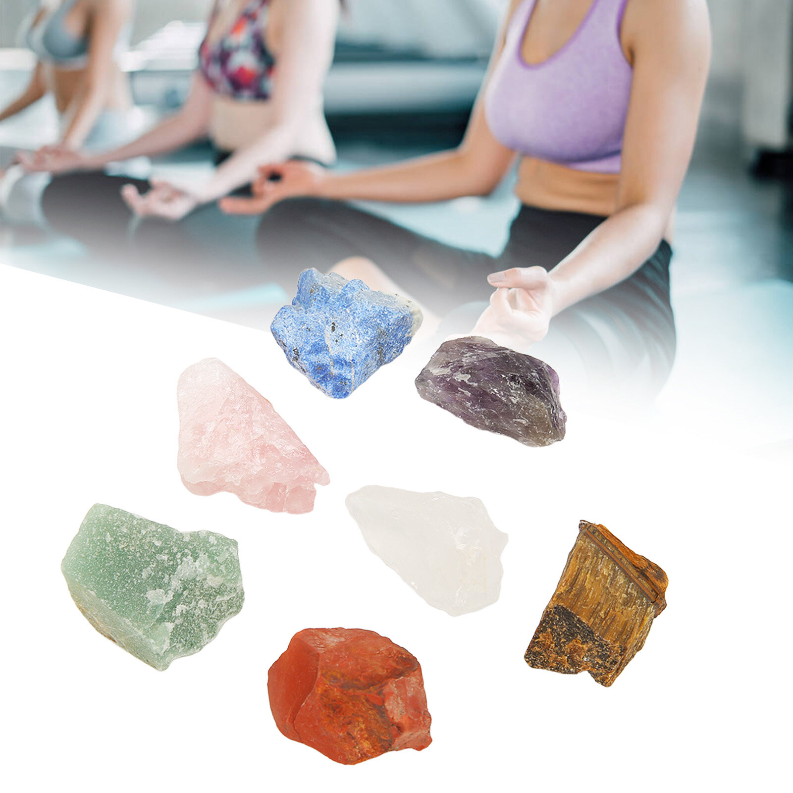 Набор из 7 чакральных камней 7 цветов, цветные необработанные чакральные камни, набор хрустальных камней для лечебной медитации