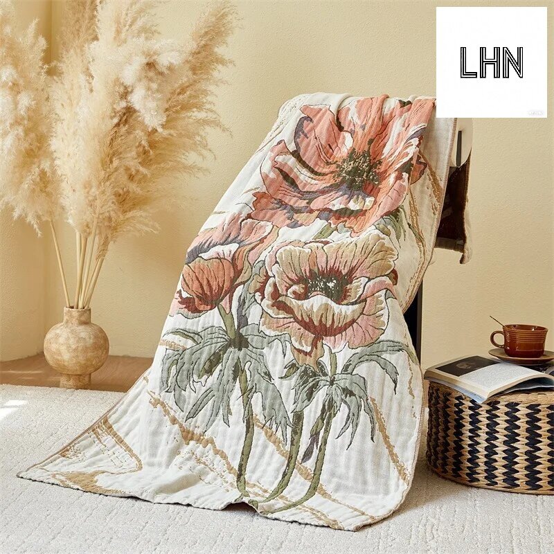 JUNWELL Муслиновые полотенца из хлопка 80x160 см, Pattern A, 80x160cm
