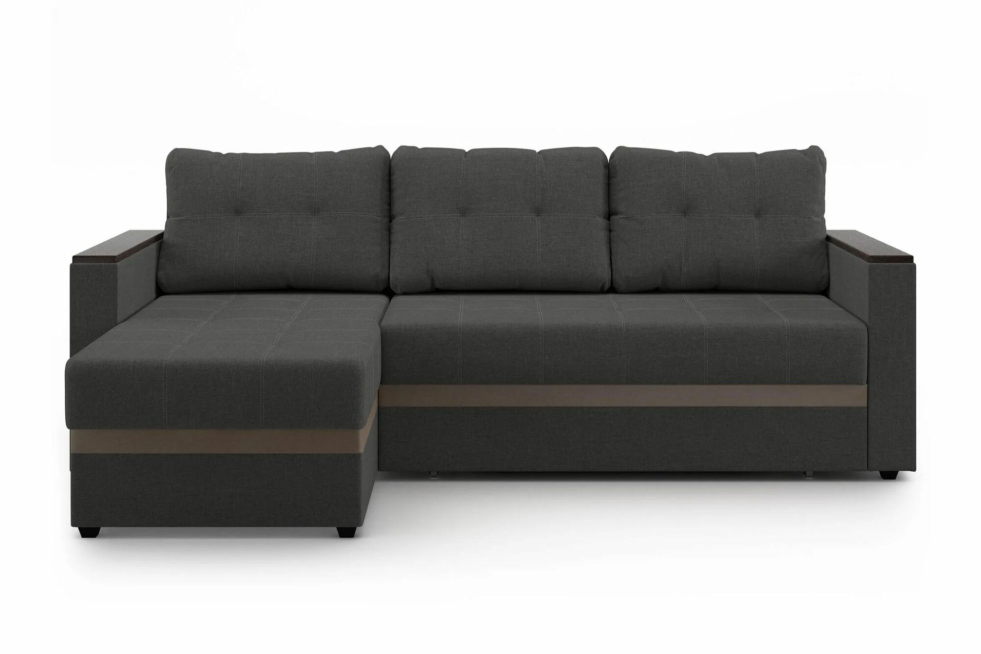 Диван угловой Атланта Лайт, серый / коричневый