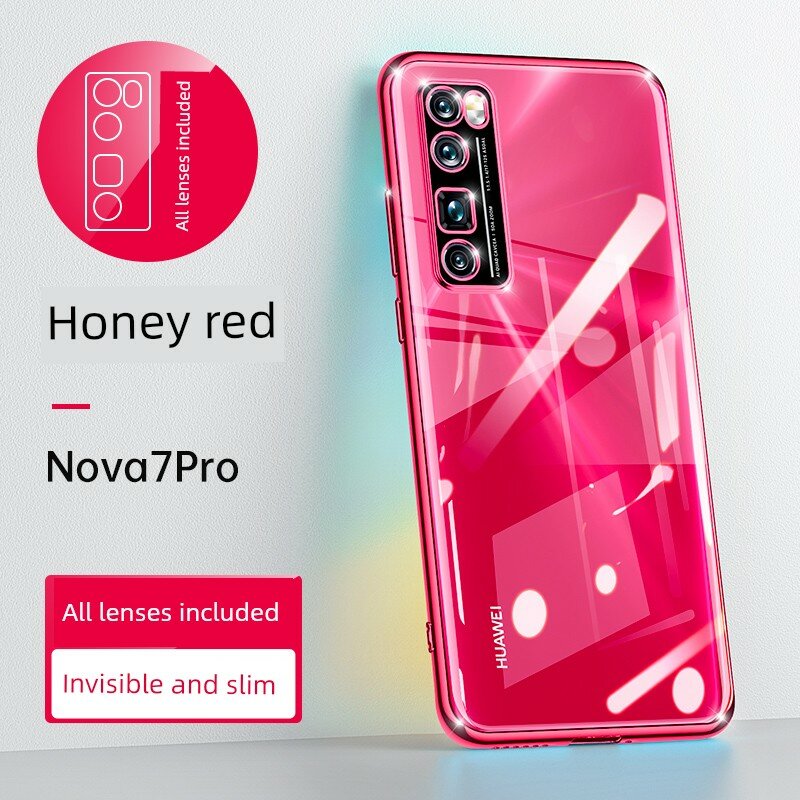 Ультра-тонкий прозрачный чехол с полным покрытием камеры для Huawei Nova 7 Pro — загадочная красная