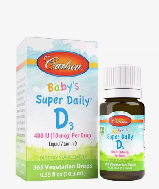 Carlson, Baby Super Daily D3, витамин Д3 для малышей, 400 МЕ, 365 капель, 10,3 мл