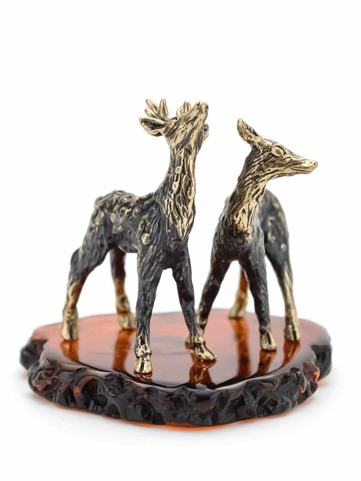 Сувенирная фигурка - Лань Тристан & Изольда, Балтийский Янтарь, 5,0 см