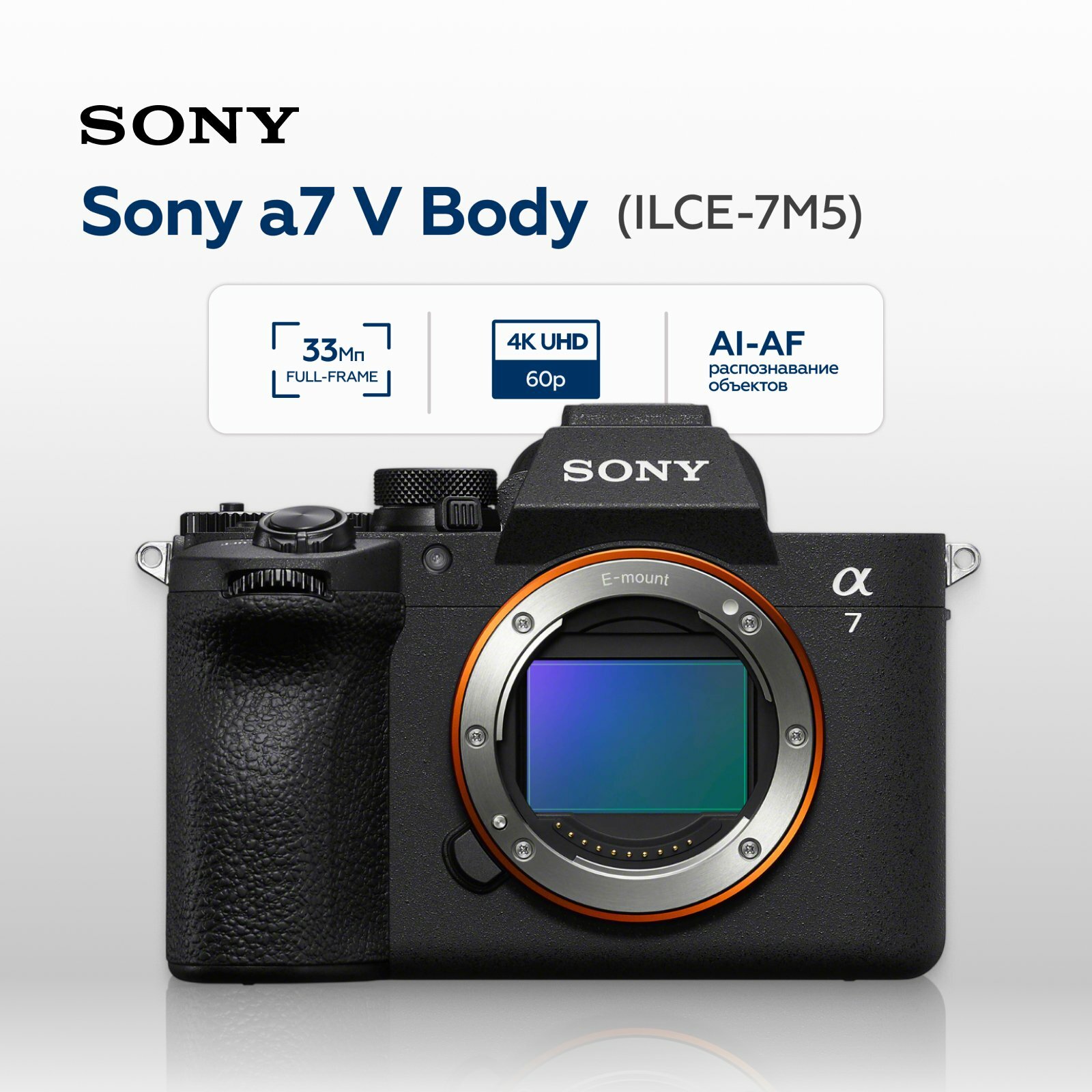 Беззеркальный фотоаппарат Sony a7 V Body, Full Frame, полнокадровая, 33Мп