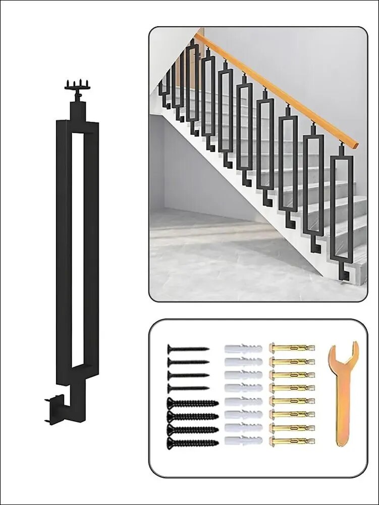 Металлические лестничные ограждения с боковым креплением регулируемые прямоугольные стойки для внутренних и наружных перил