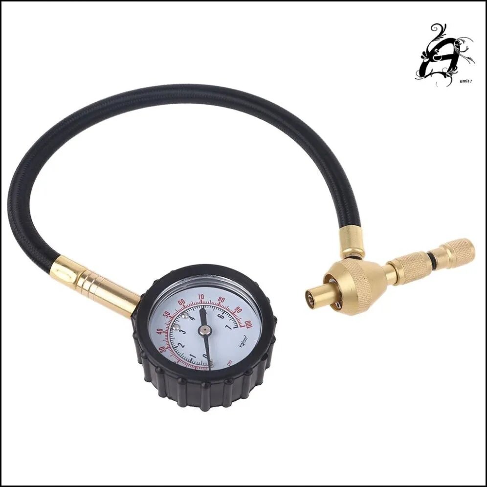 Тягомер/напоромер 0-100 PSI, размер 30см, латунный корпус, армированный шланг, для джиптрипа — фото 1