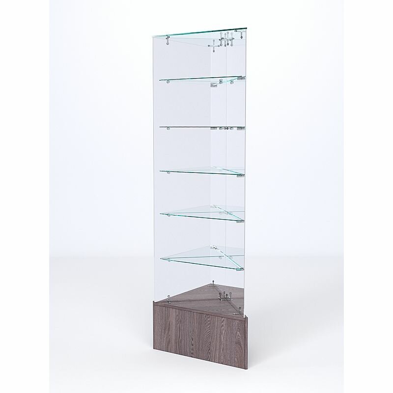 Витрина стеклянная "истра" угловая №611-У трехгранная (без дверок, бока - зеркало), Ясень Анкор