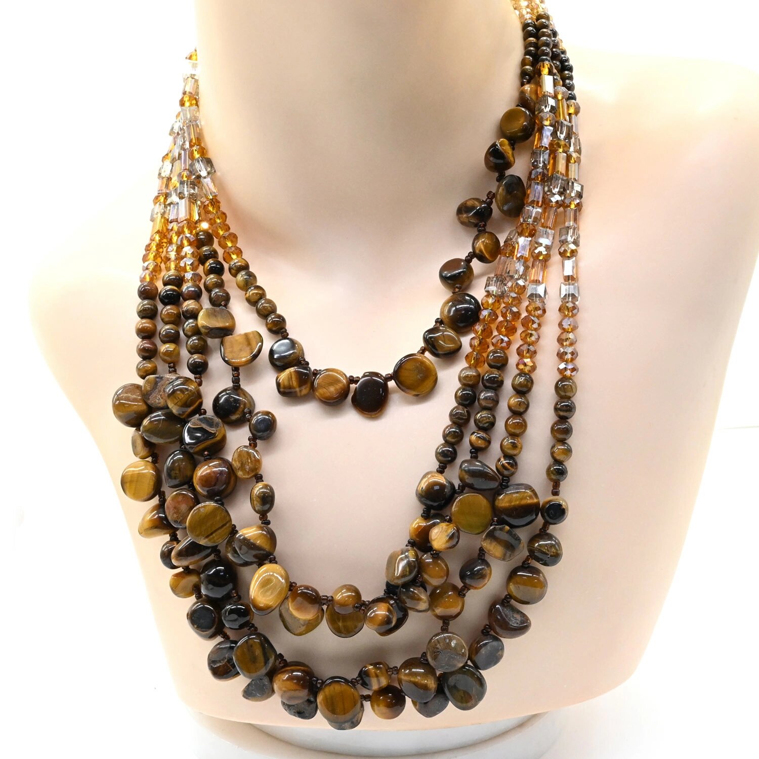 Колье, тигровый глаз