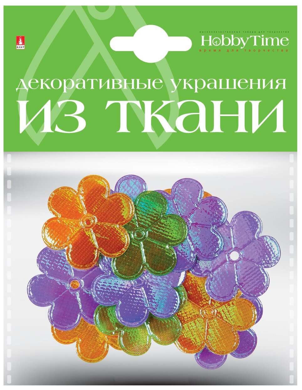 Декор из ткани, набор №6 "цветочки L" ( 6 видов ) , Арт. 2-159/02
