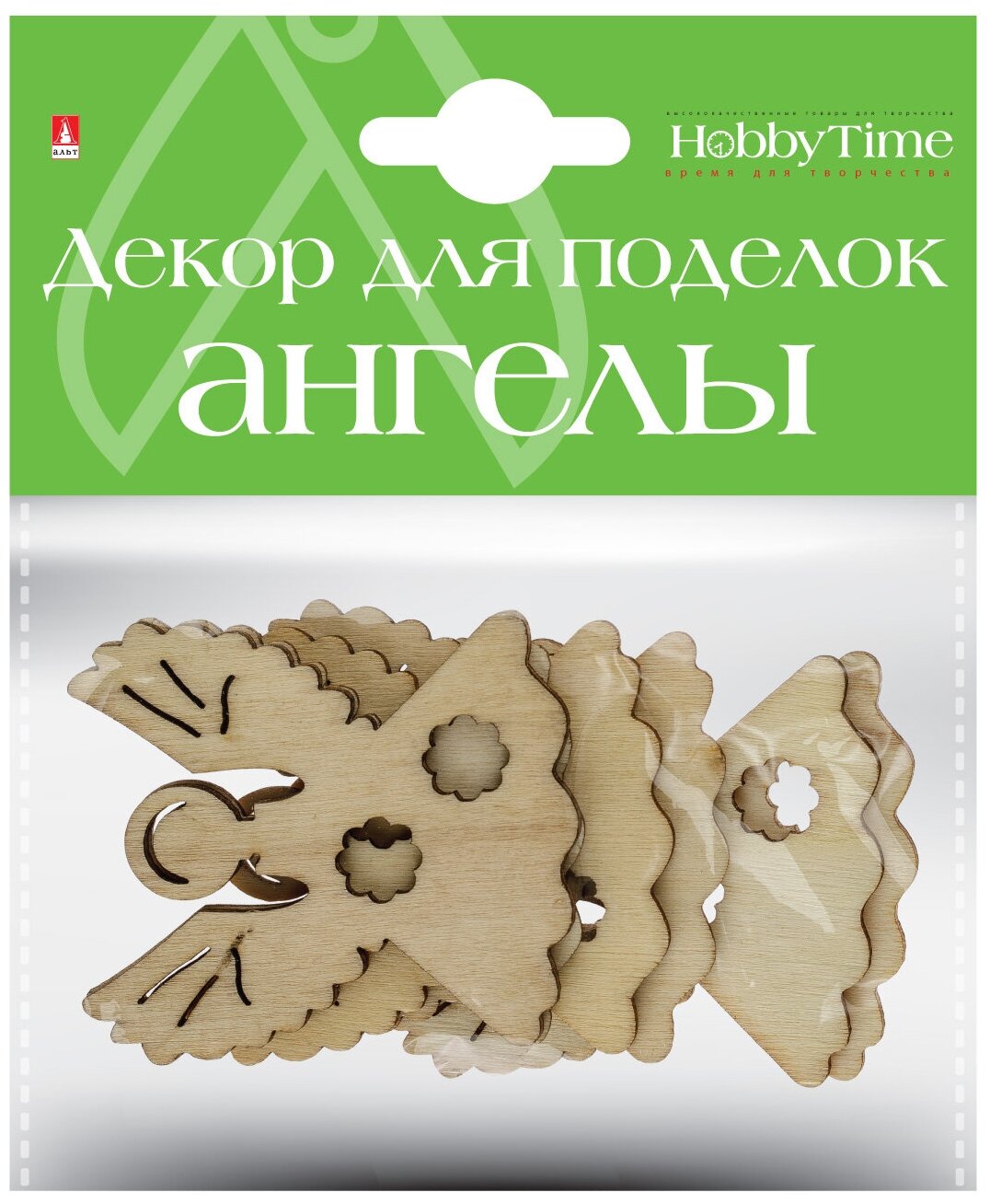 Декор из дерева. Натуральный. Набор № 16 "новый ГОД. Ангелы", 4 вида, Арт. 2-363/16