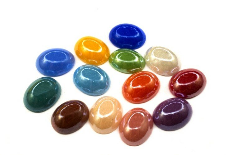 Кабошон стеклянный овальный 10х8х4мм, цвет разноцветный перламутр, 2001-008, 5г (около 13шт)