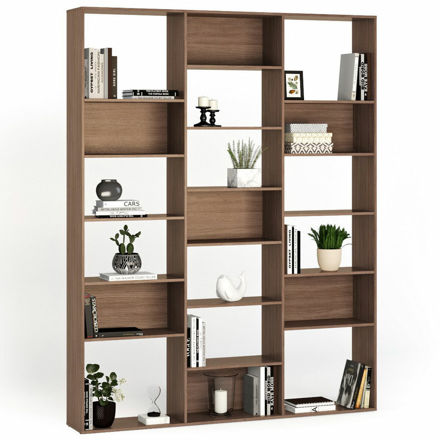 Стеллаж перегородка для зонирования комнаты 1899х220х2237 мм МагМебель №6 ясень шимо тёмный