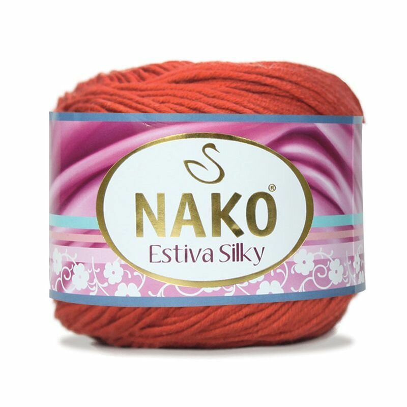 Пряжа Estiva Silky, Nako, яр. терракот - 10450, 52% хлопок, 48% бамбук, 5 мотков, 100 г, 224 м.