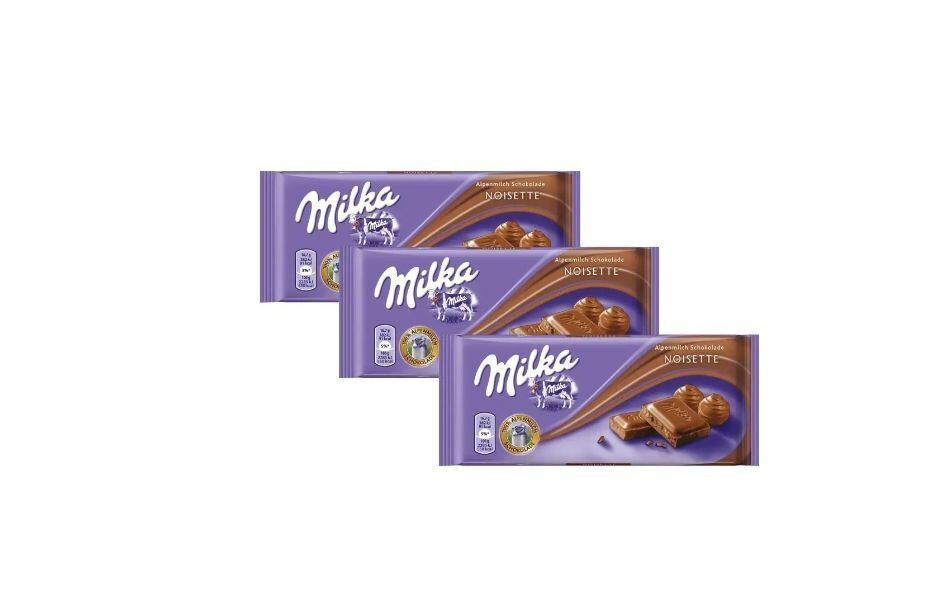 Milka Шоколадная плитка Нуссет 3шт по 90г