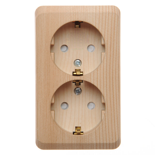 Розетка Этюд Дача РА16-008d "евр" двойная о/п со шторками "сосна" Schneider Electric (3 шт. в наборе)