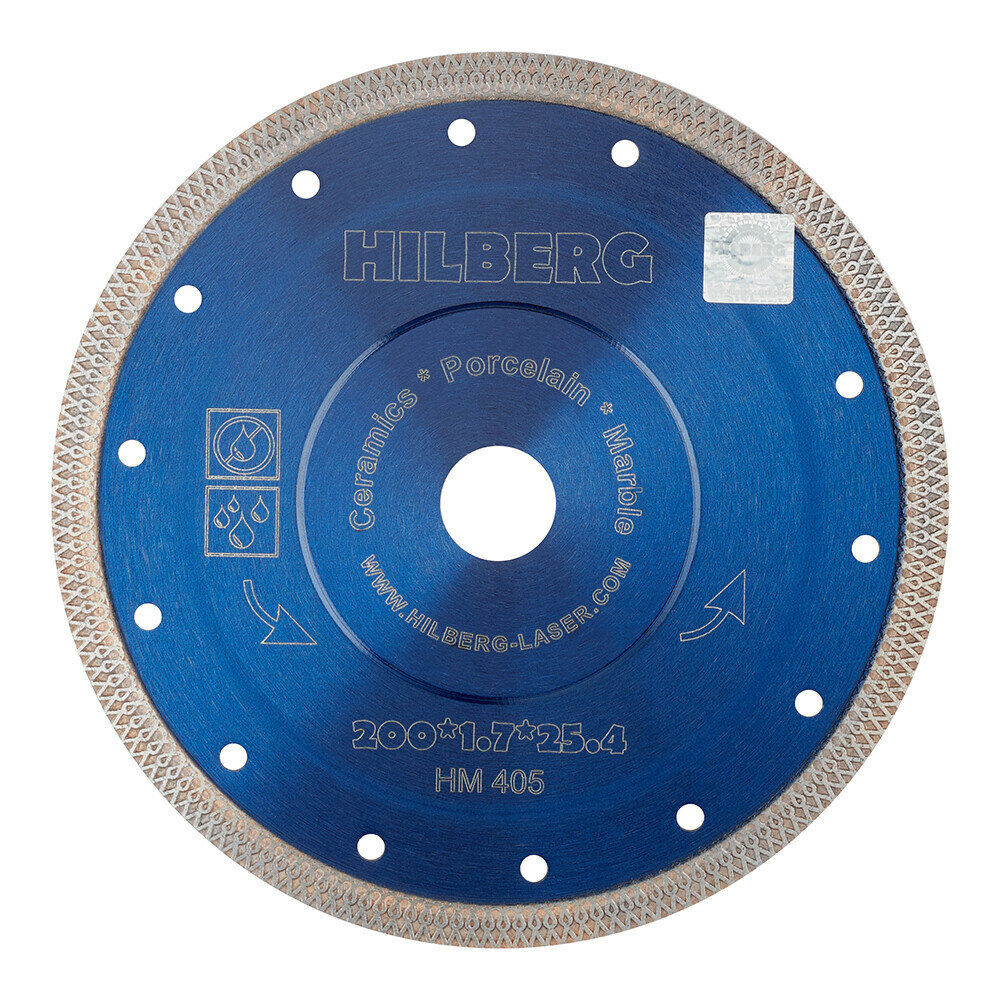 Диск алмазный по керамограниту Hilberg 200x25,4x1,7 мм турбо сухой рез (HM405) Hilberg HM405