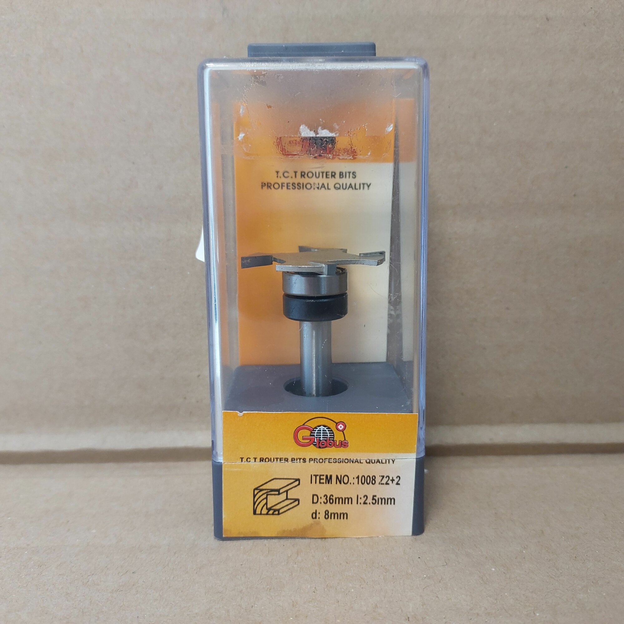 Фреза Фальцевая с верхним подшипником Глобус 1008 D:36mm I:2.5mm d:8mm Z2+2