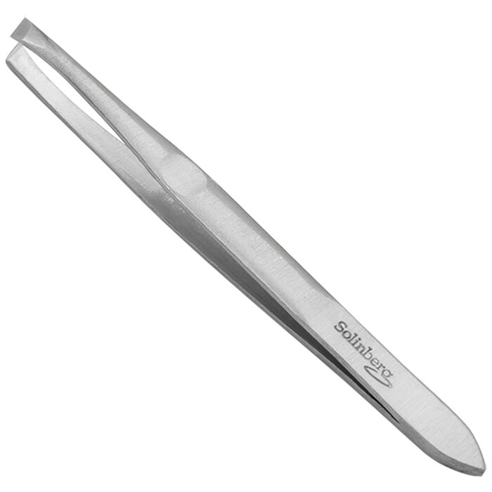 Пинцет для бровей Solinberg 092 серебристый, прямой (ручная заточка)