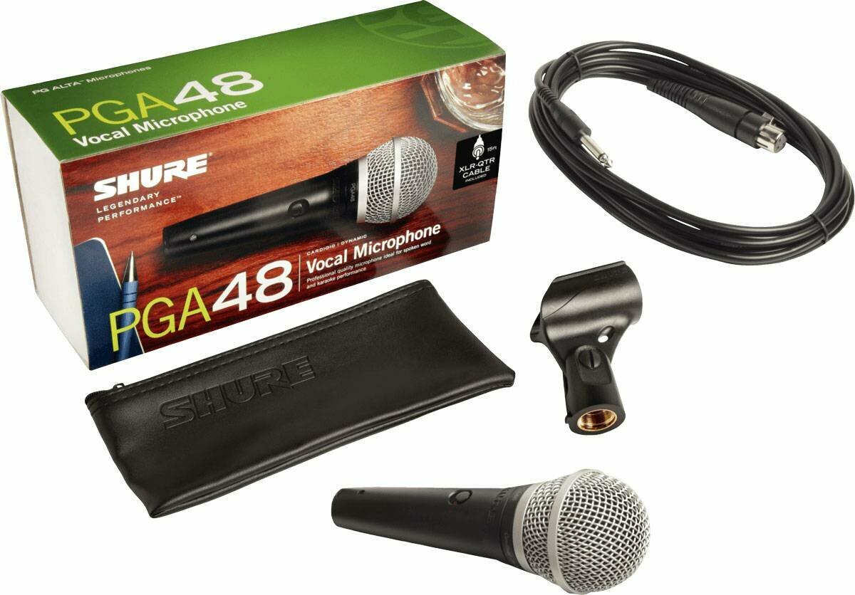 SHURE PGA48-QTR-E кардиоидный вокальный микрофон c выключателем, с кабелем XLR -1/4`