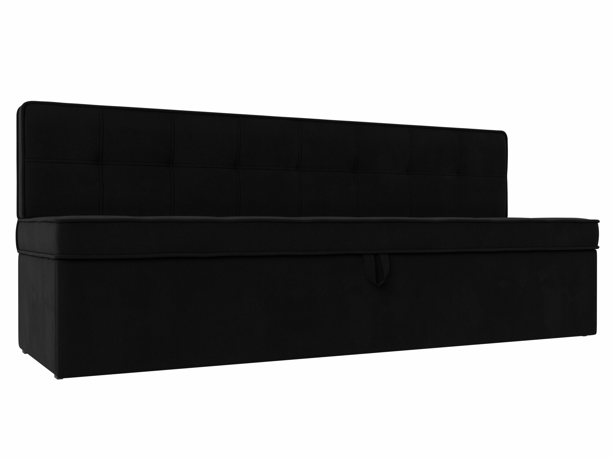 Диван кухонный прямой Техас, микровельвет, механизм дельфин, черный, 184x64x83см. Хит Диванов