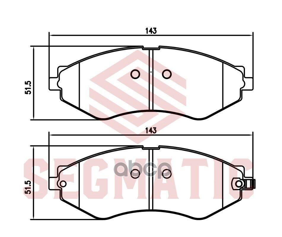Колодка торм диск пер CHEVROLET LACETTI 1.6 2005 - CHEVROLET LACETTI 1.4 2005 - (!=SGBP2592) [143*51.5*17.8] SEGMATIC арт. S.