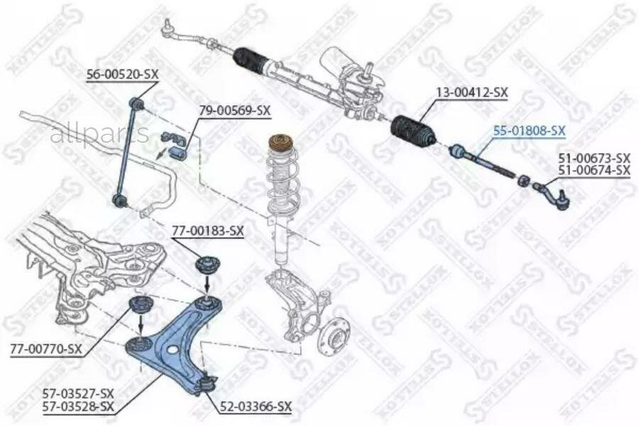 STELLOX 5501808SX Тяга рул. л.+п.