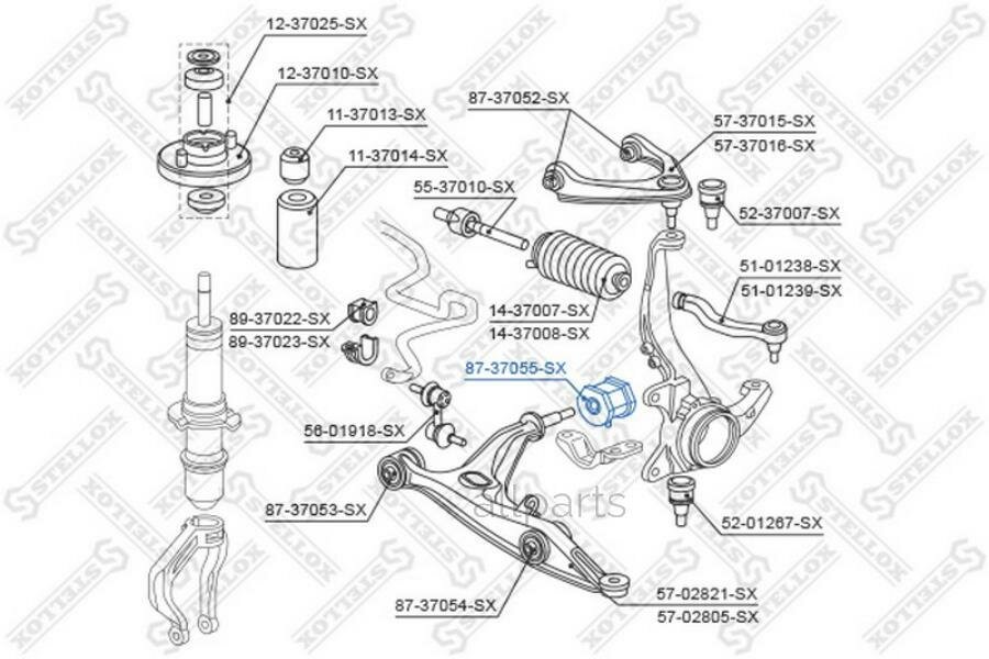 STELLOX 8737055SX сайлентблок рычага нижн. зад!\ Honda Civic1.4-1.6 95-01/CR-V 2.0 16V 95>