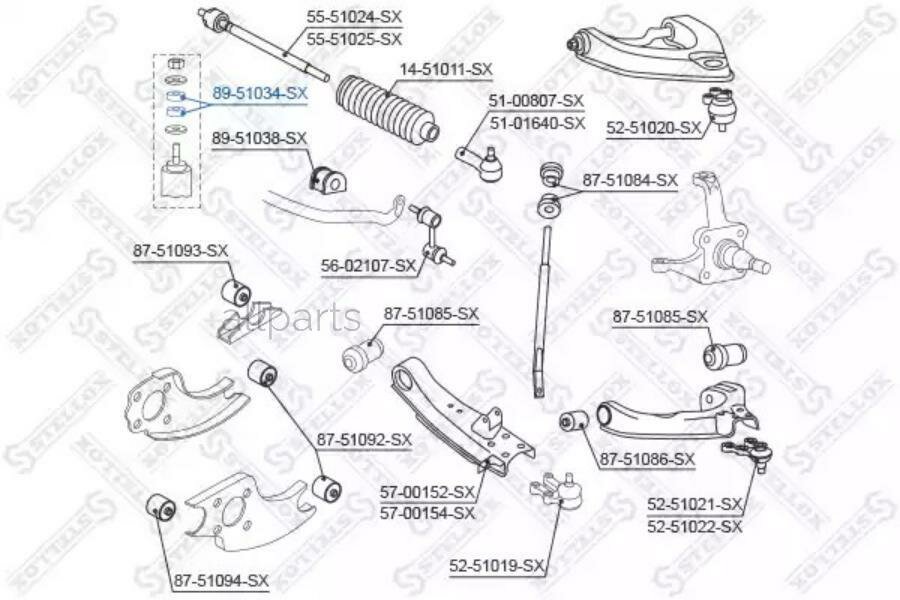 STELLOX 8951034SX втулка амортизатора переднего!\ Hyundai H-1 96-01