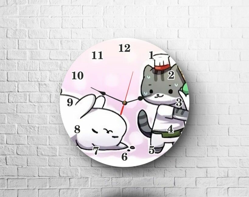 Часы настенные MIGOM круглые 20 см. "Котики" - 07