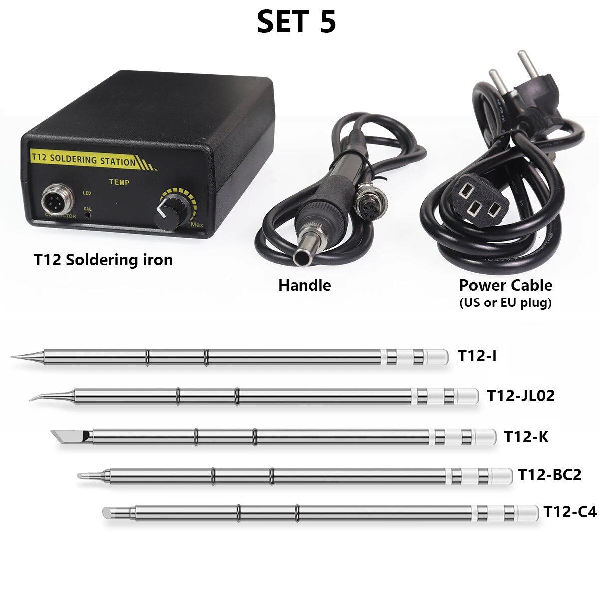 Цифровая паяльная станция HANLEI T12 75 Вт 200-450°C SET 5