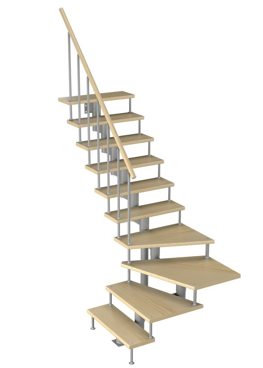 Модульная лестница Фаворит 225 2250-2350, Серый, Сосна, Крашеная