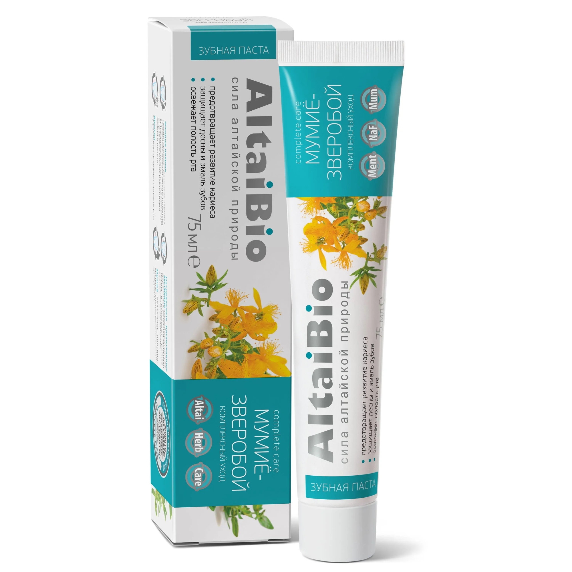 Зубная паста AltaiBio Мумиё-зверобой Комплексный уход, 75 мл, 100 г