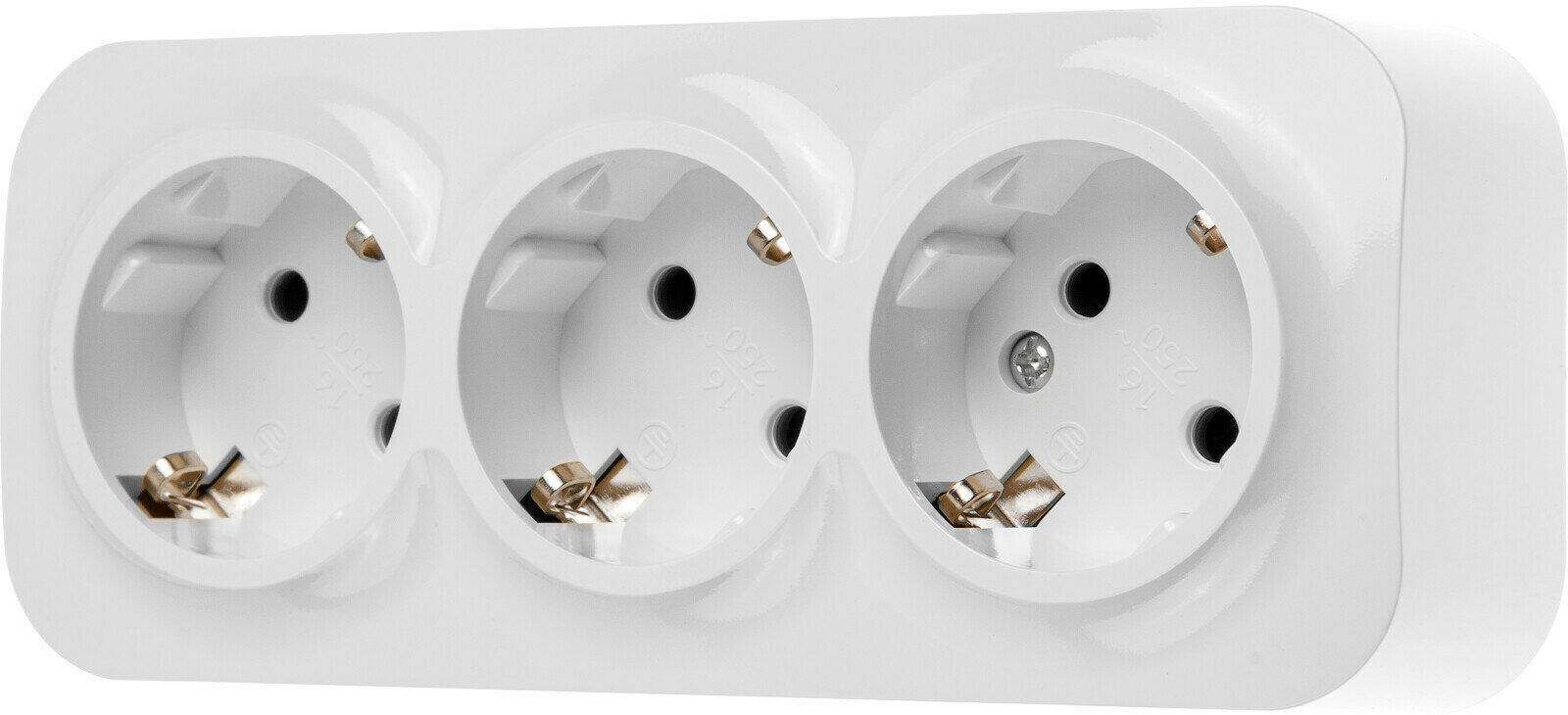 Розетка 3-ая (открытая, с/з) белая, Bailly, LEIDEN ELECTRIC (806007)