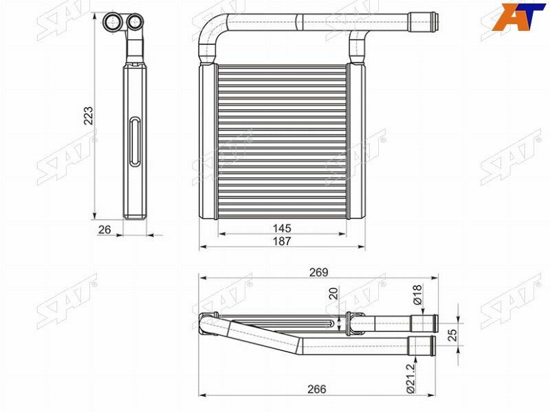 . SAT Радиатор отопителя салона (печки) для LADA GRANTA 10-/KALINA 13-/DATSUN on-DO 14-/mi-DO 15-