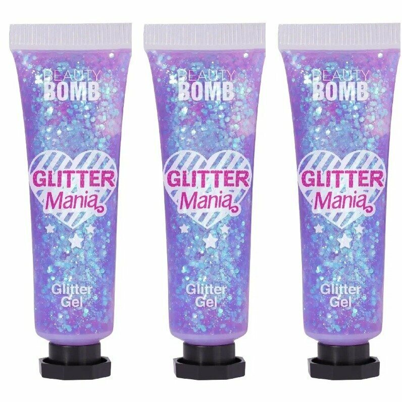 Глиттер гель для лица Beauty Bomb Glitter Mania, тон 04 Tomorrowland, 15мл, 3 шт