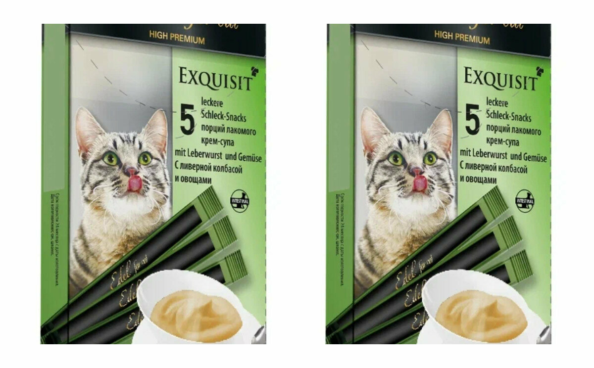 Лакомство для кошек Edel for Cat, крем-суп с ливерной колбасой и овощами, 5 шт х 15 гр, 75 гр, 2 уп.