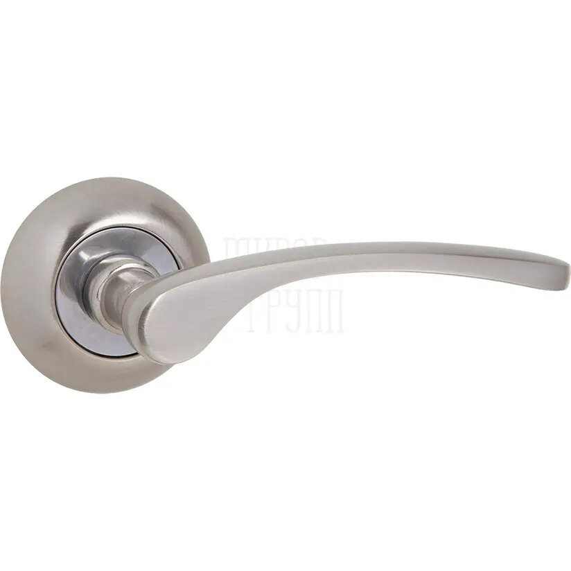 Дверная ручка Ajax (Аякс) на круглой розетке "CORSA" AJ матовый никель + хром