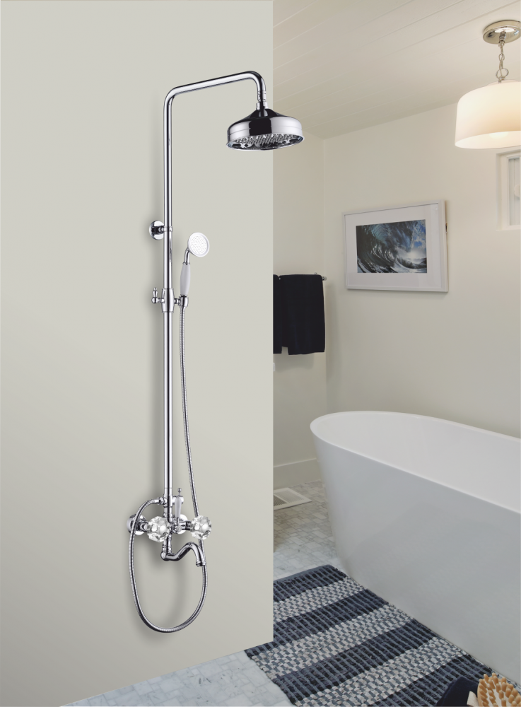 Душевой комплект с тропическим изливом, двухвентильный Ganzer GZ09062 хром