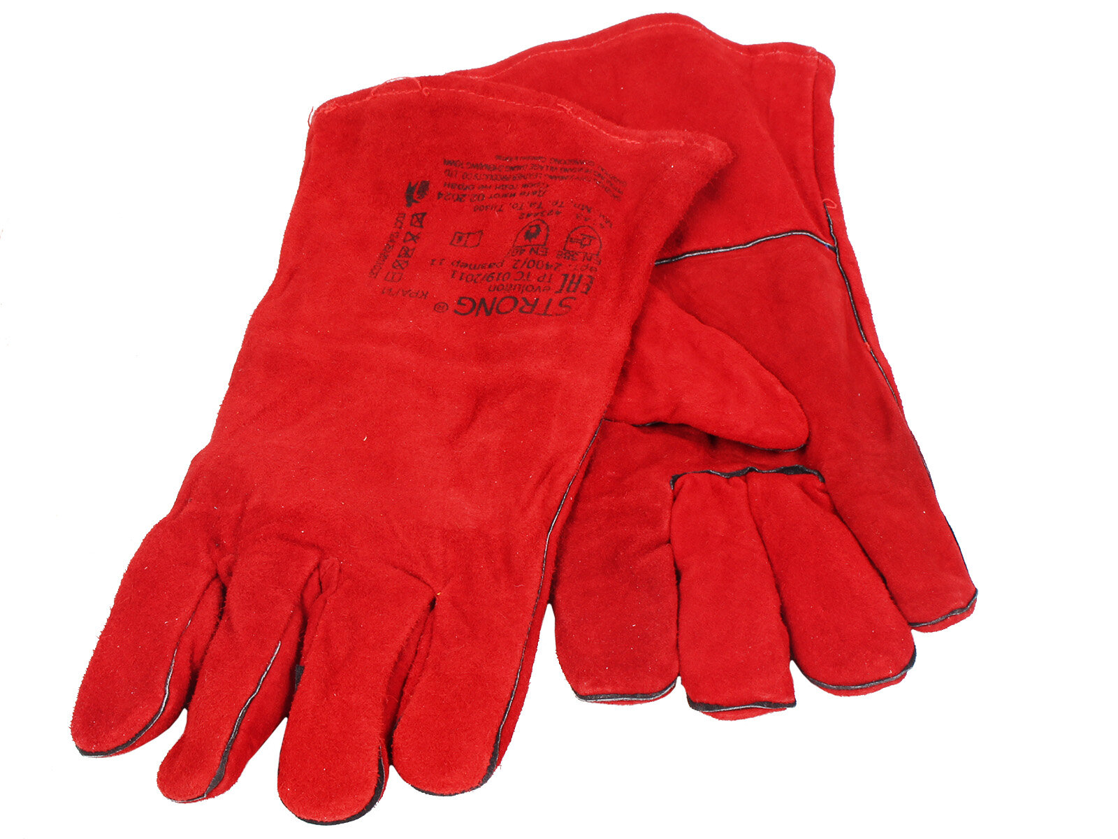 Краги спилковые пятипалые с подкладкой красные