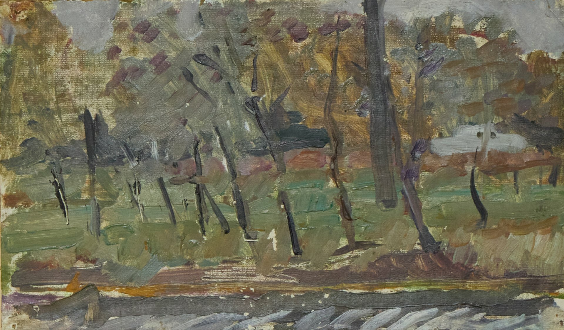 Осень, Александр Петров, Импрессионизм, Картон, Масло