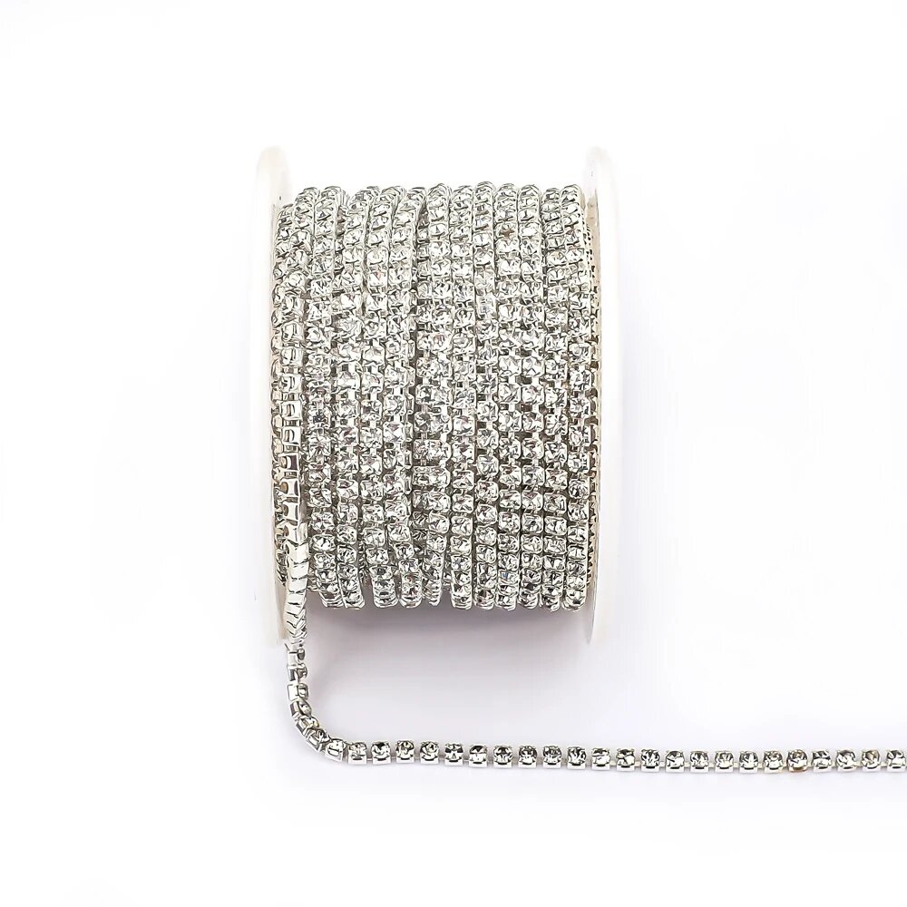 1 ярд, 10 ярдов/рулон SS6-SS18, цепочка со стразами и кристаллами, пришитая клеевая цепочка со стразами, цепочка для чашки для одежды, аксессуары для цепочек «сделай сам»