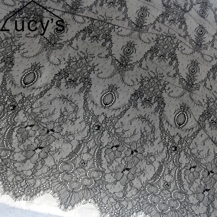 Французское кружево шантильи 150х300 см Black