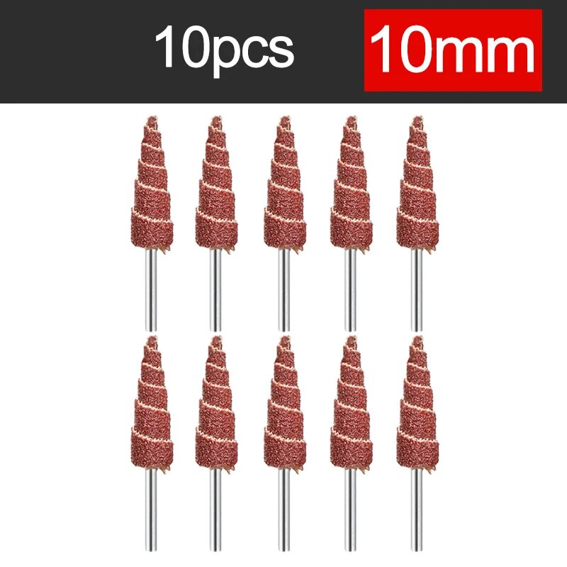 Шлифовальная головка 10 мм/12 мм, наждачная бумага, лоскутный конус, аксессуары для Dremel, вращающийся инструмент, зернистость 80-600 10mm 10pcs, 240