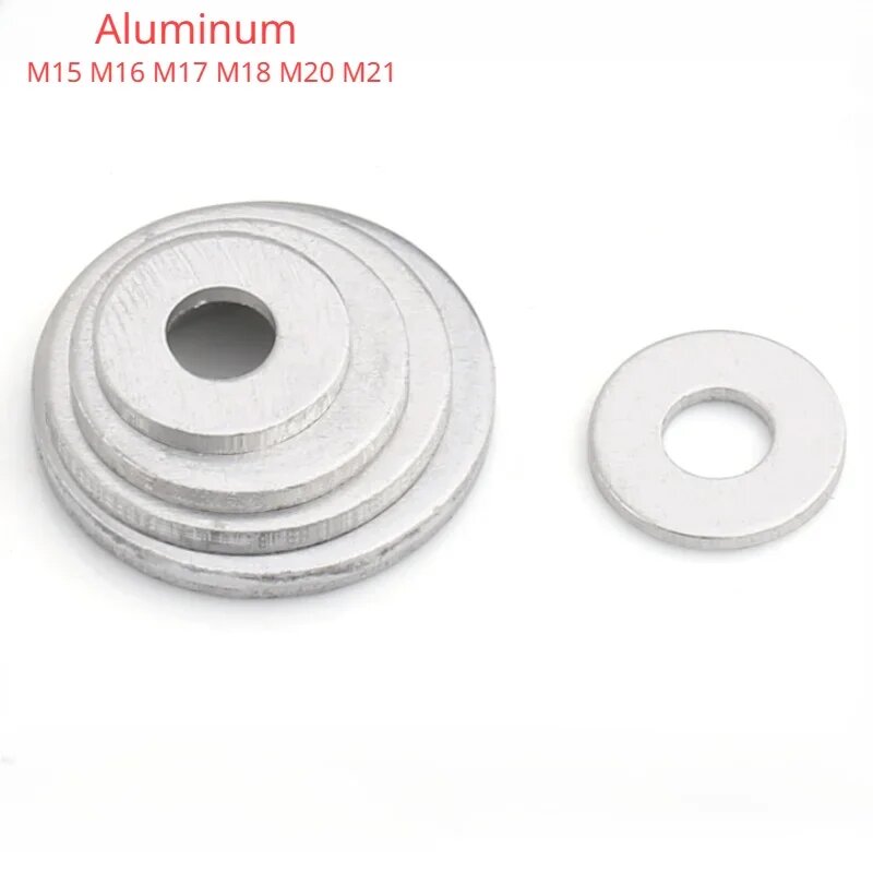 Алюминиевые плоские шайбы M15 M16 M17 M18 M20 M21, толщина 1 1,5 2 3 мм 10 шт, M17x24x2mm
